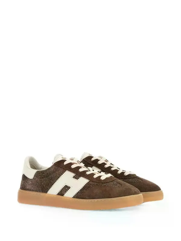 Hogan Textured Logo Patch Lace-up Sneakers - Brown