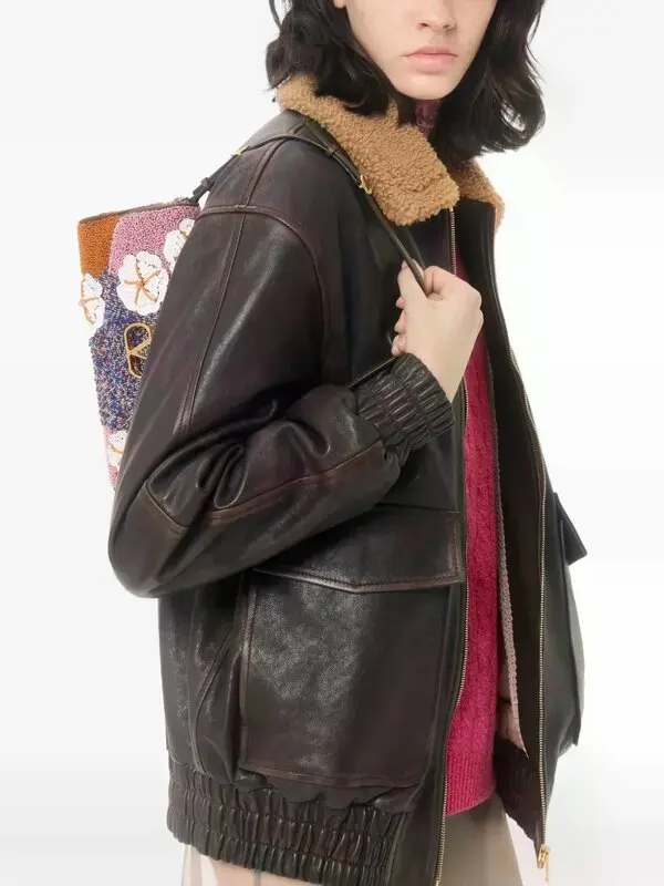 Valentino Garavani Aged-effect Leather Caban Jacket