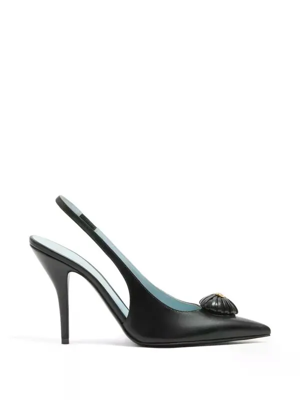 Valentino Garavani Coeur Royal Slingback Pumps In Kidskin 75mm - Black