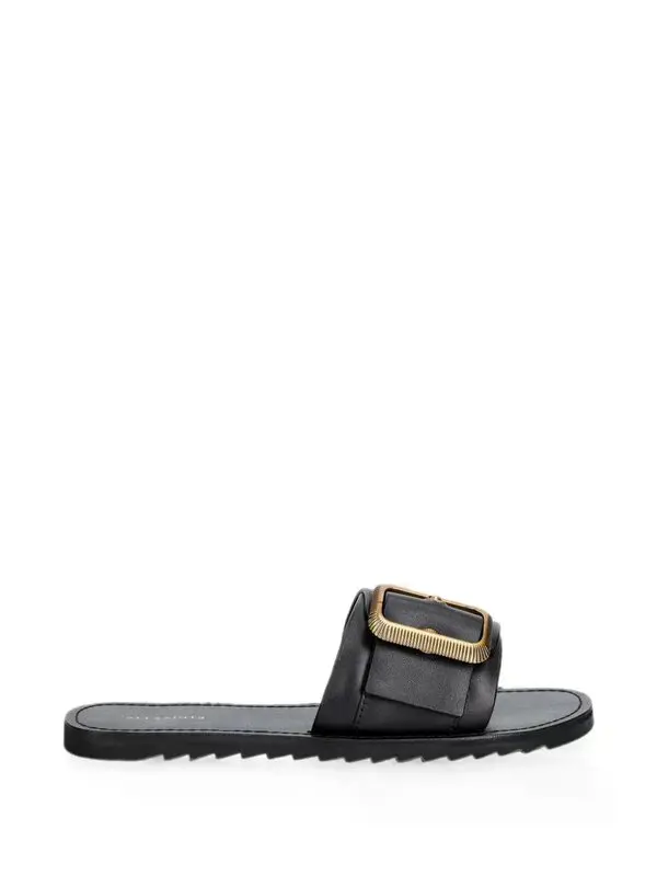 ALLSAINTS Ella Buckle Leather Slides - Black