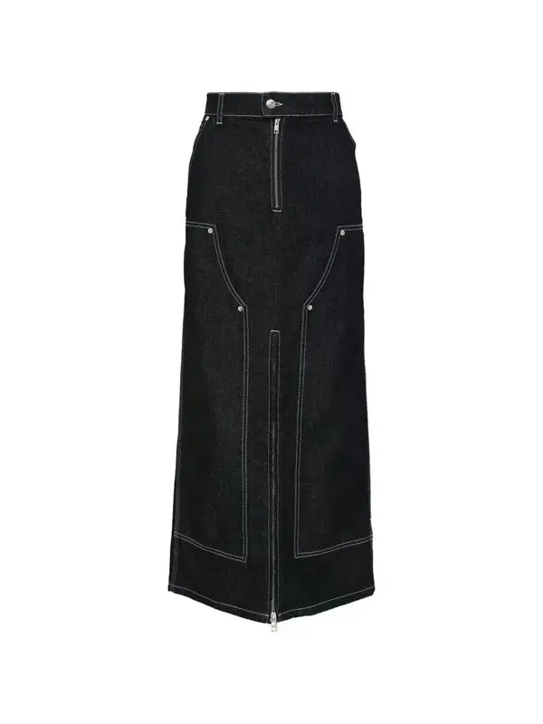 MSGM Contrast-stitch Denim Skirt