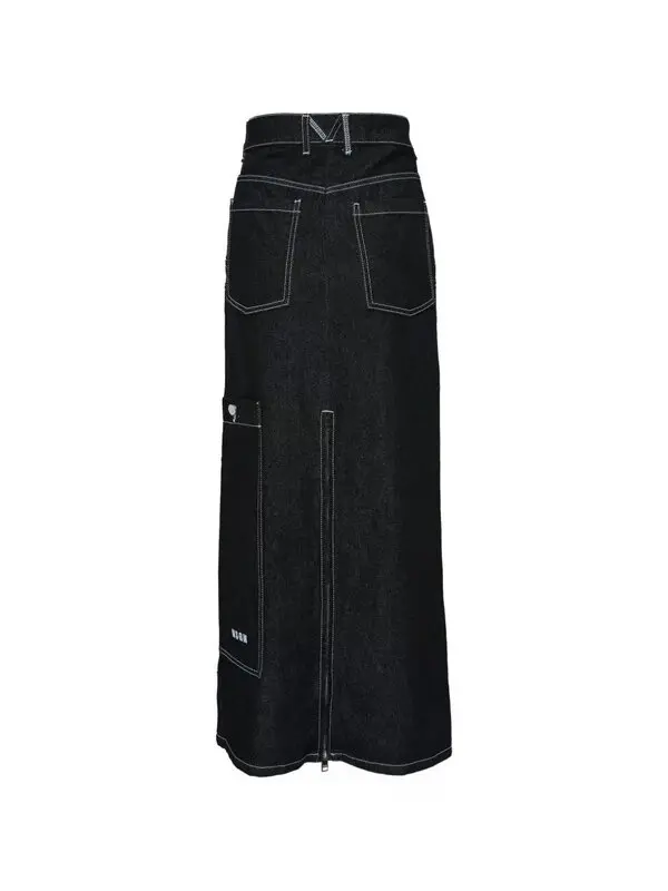 MSGM Contrast-stitch Denim Skirt