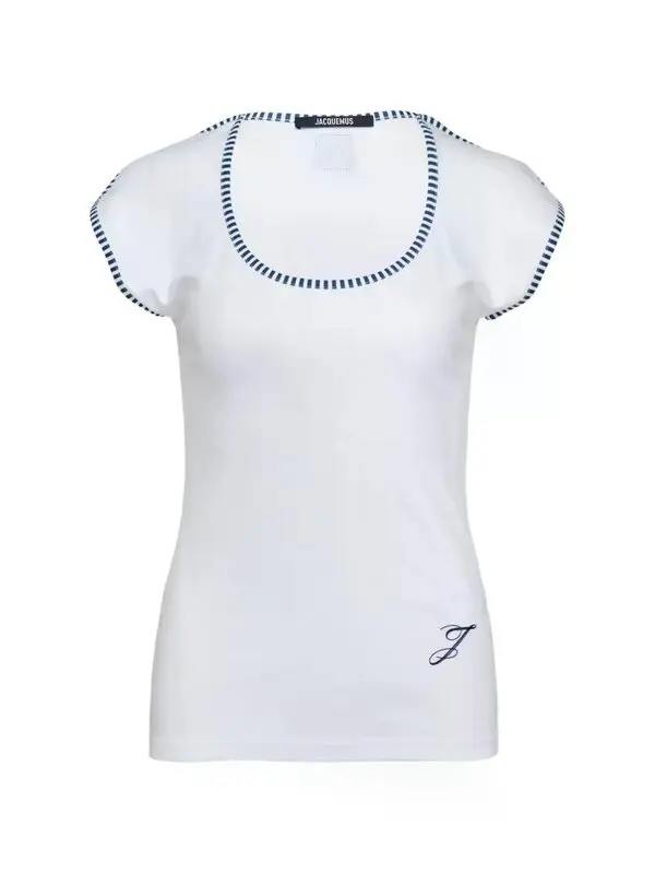 Jacquemus Espiral T-shirt With Stripe Trim - White