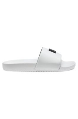 Hugo Slides With Stacked Logo Uppers - White