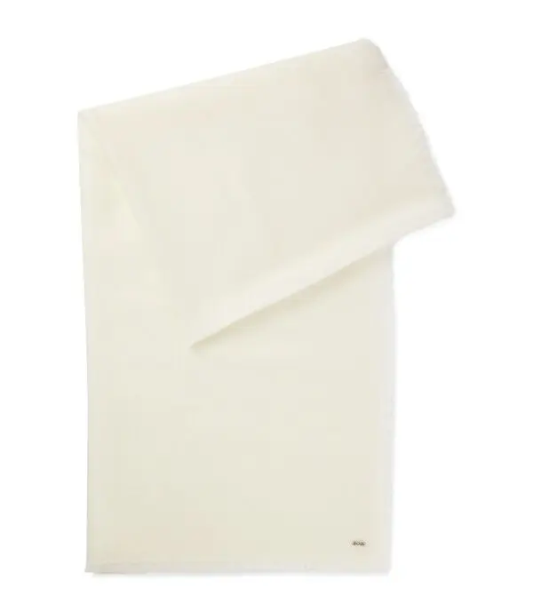 BOSS Lightweight Wool Scarf With Fringed Trims
