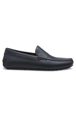 BOSS Tumbled-leather Loafers With Driver Sole