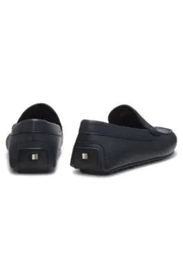 BOSS Tumbled-leather Loafers With Driver Sole
