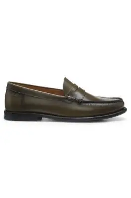 BOSS Leather Moccasins With Penny Trim