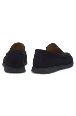 BOSS Suede Loafers With Logo Penny Trim