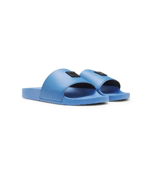 Hugo Slides With Stacked Logo Uppers - Blue