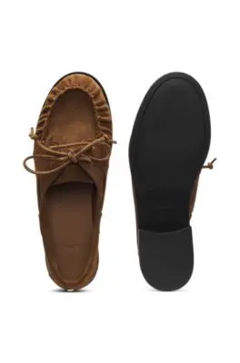 BOSS Suede Moccasins With Hand-stitched Apron Toe