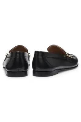 BOSS Leather Loafers With Chain Trim