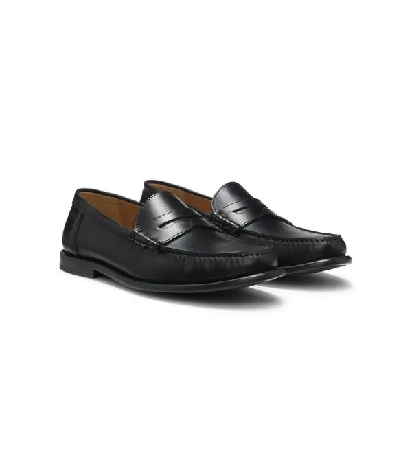 BOSS Leather Moccasins With Penny Trim