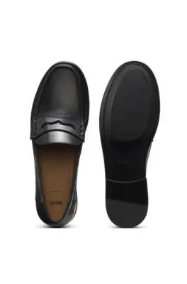 BOSS Leather Moccasins With Penny Trim
