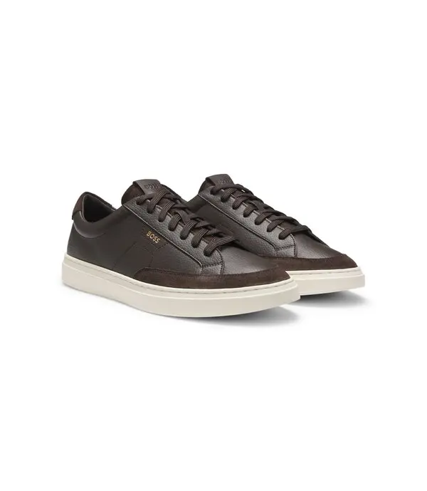 BOSS Leather Sneakers With Suede Trims