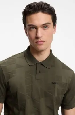 BOSS Regular-fit Cotton Knit Polo With 3d Jacquard Design