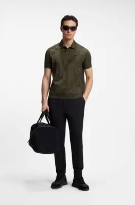 BOSS Regular-fit Cotton Knit Polo With 3d Jacquard Design