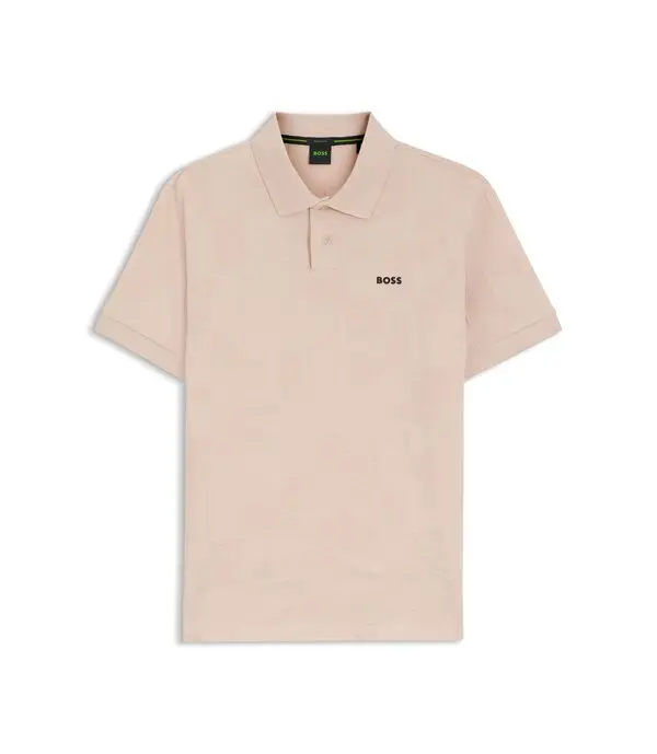 BOSS Regular-fit Cotton Knit Polo With 3d Jacquard Design - Light Orange