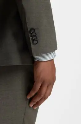 BOSS Two-piece Regular-fit Suit In Mélange Stretch Wool