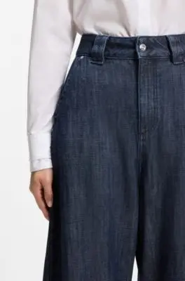 BOSS Relaxed-fit Jeans In Textured Open-weave Denim