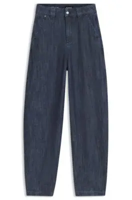 BOSS Relaxed-fit Jeans In Textured Open-weave Denim