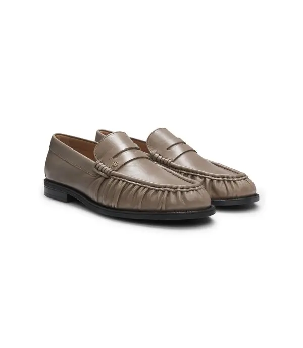BOSS Leather Moccasins With Double B Monogram