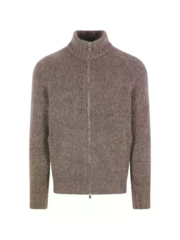 Brunello Cucinelli Ribbed Knit Zip-up Cardigan - Brown