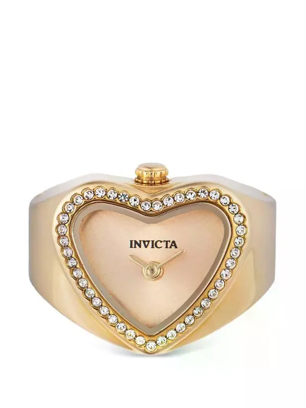 INVICTA Mini Heart-face Crystal-embellished 18mm Ring Watch - Gold