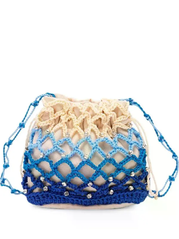 Rosantica Crystal-embellished Macramé Bag - Blue