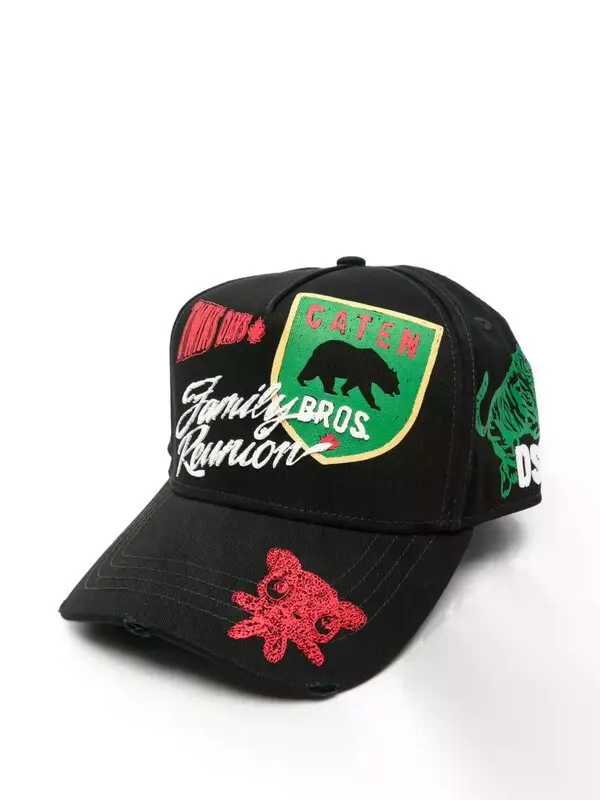 Dsquared2 Distressed Baseball Cap With Patch Detail - Black