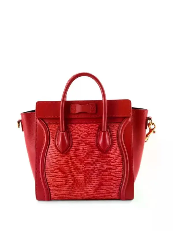 Celine Luggage Nano Tote Bag In Lizard And Leather