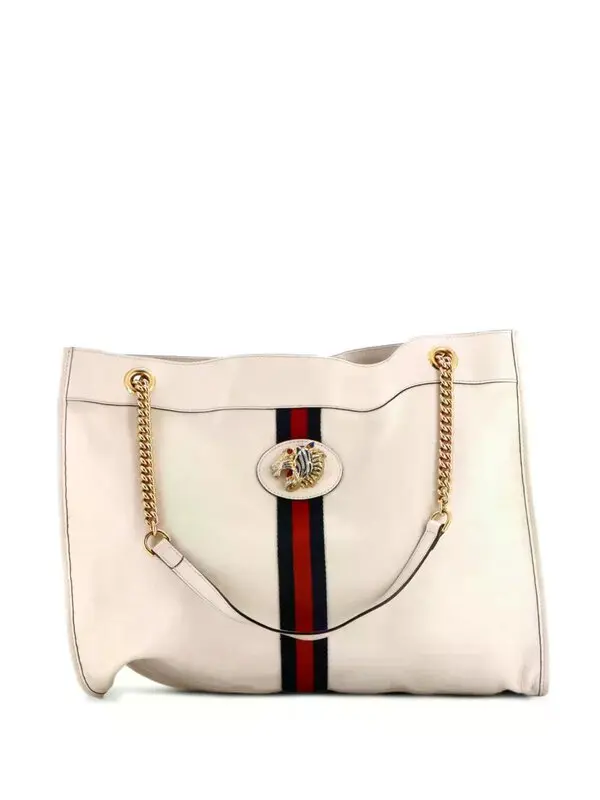 Gucci Rajah Chain Leather Large Tote Bag - Neutrals