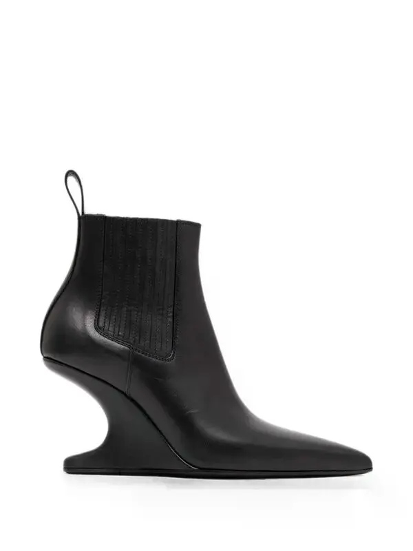 Rick Owens Sculptural Wedge Ankle Boots - Black