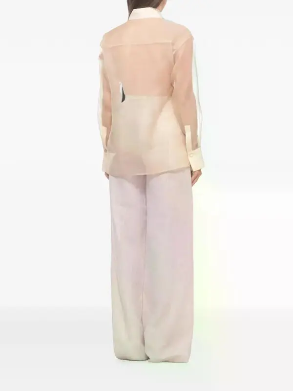 Antonelli Firenze Sheer Silk Shirt With Leaf Appliqu