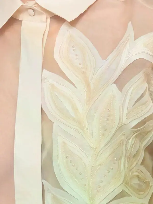 Antonelli Firenze Sheer Silk Shirt With Leaf Appliqu