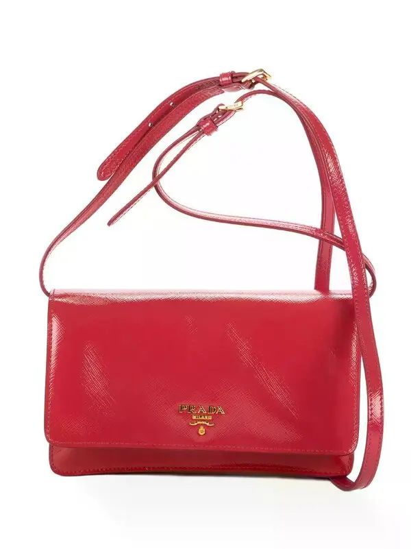 Prada Logo-plaque Leather Shoulder Bag - Red