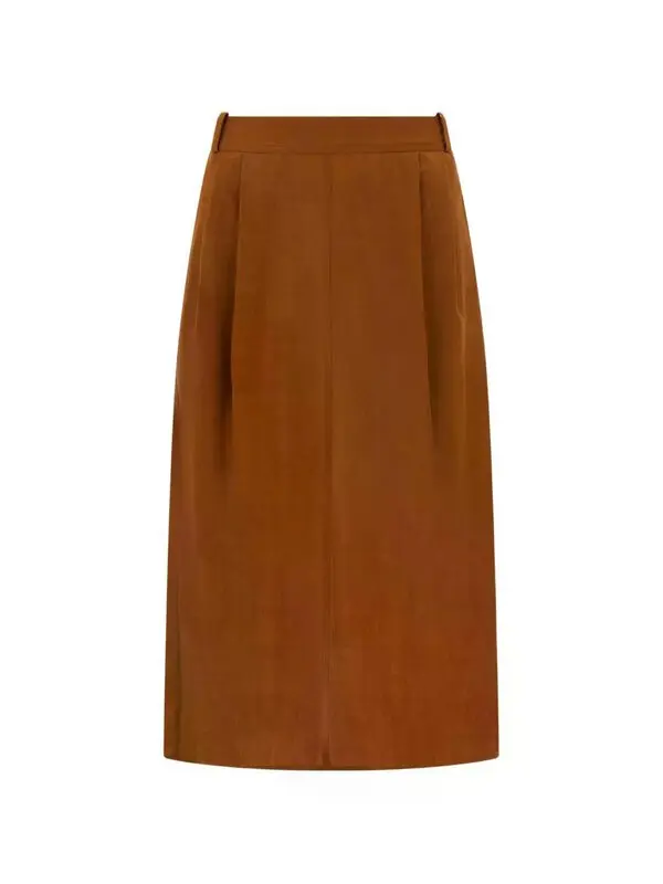 FERRAGAMO Virgin Wool Midi Skirt - Brown