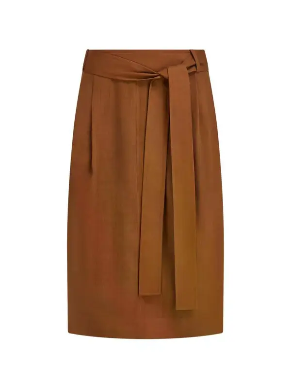 FERRAGAMO Virgin Wool Midi Skirt - Brown