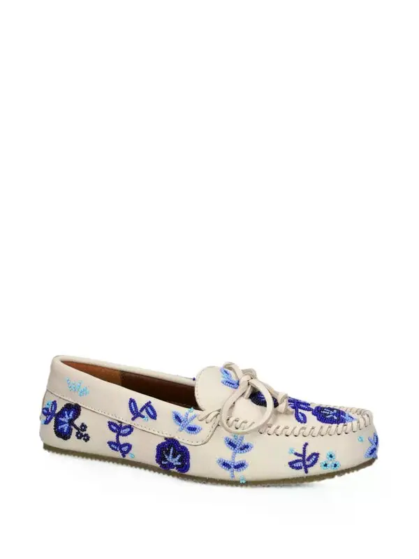 DE SIENA Arianna Bead-embellished Loafers - Neutrals
