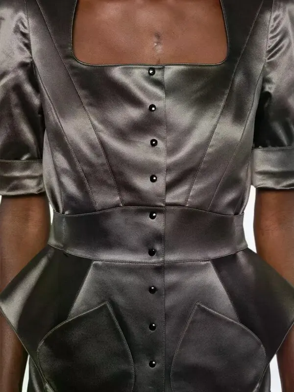Thierry Mugler Peplum Hem Square Neck Jacket And Skirt Set