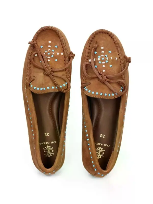 DE SIENA Bead-embellished Suede Loafers