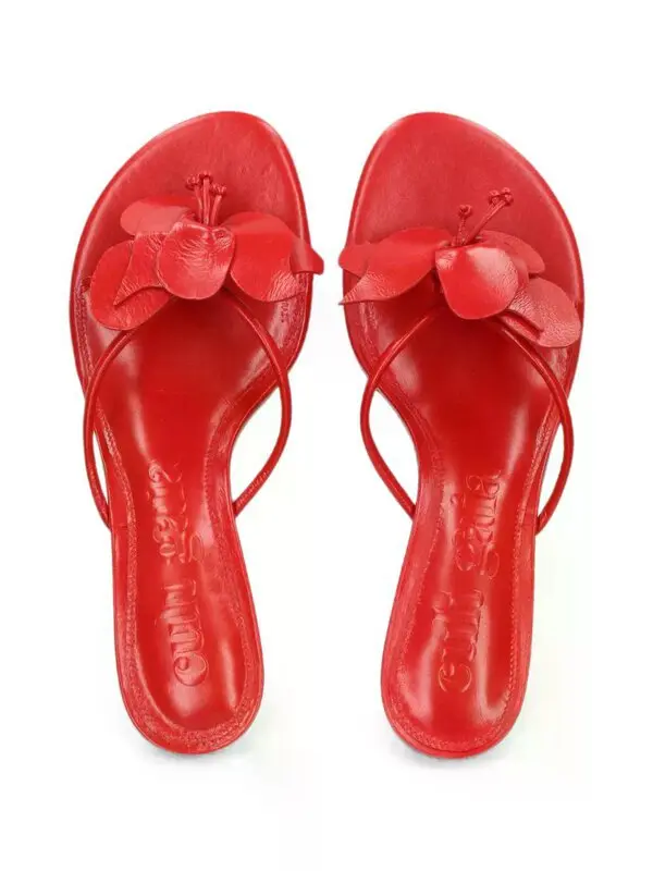 Cult Gaia Floral Detail Kitten-heel Sandals - Red