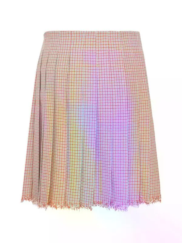 JIL SANDER Houndstooth Pleated Wrap Mini Skirt - Red