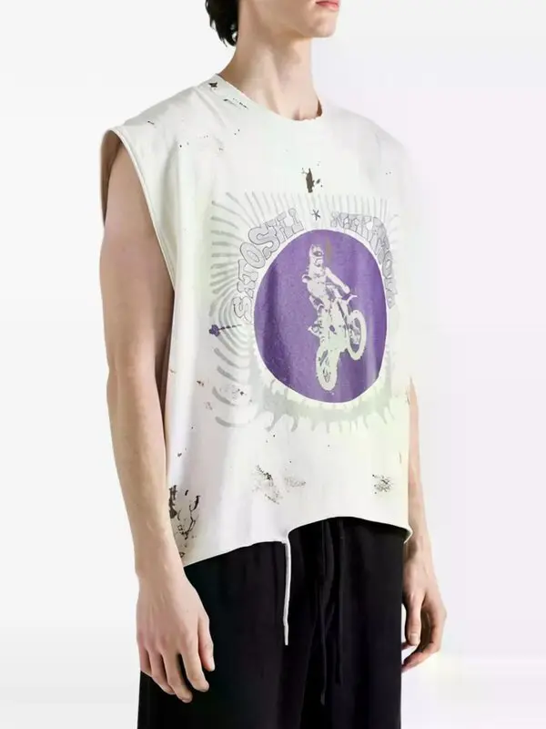 SATOSHI NAKAMOTO Graphic-print Sleeveless T-shirt