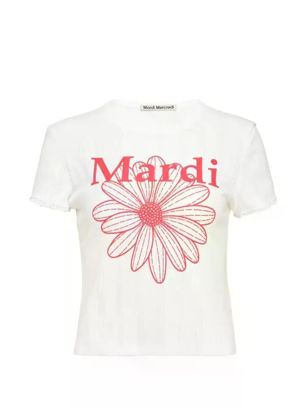 MARDI MERCREDI Eyelet Floral T-shirt - White