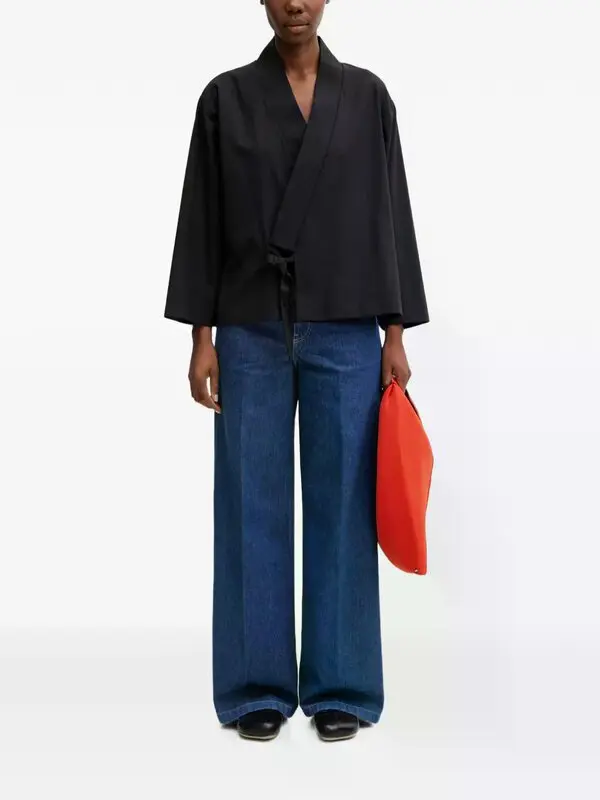Kenzo Wrap Style Long Sleeve Top - Black