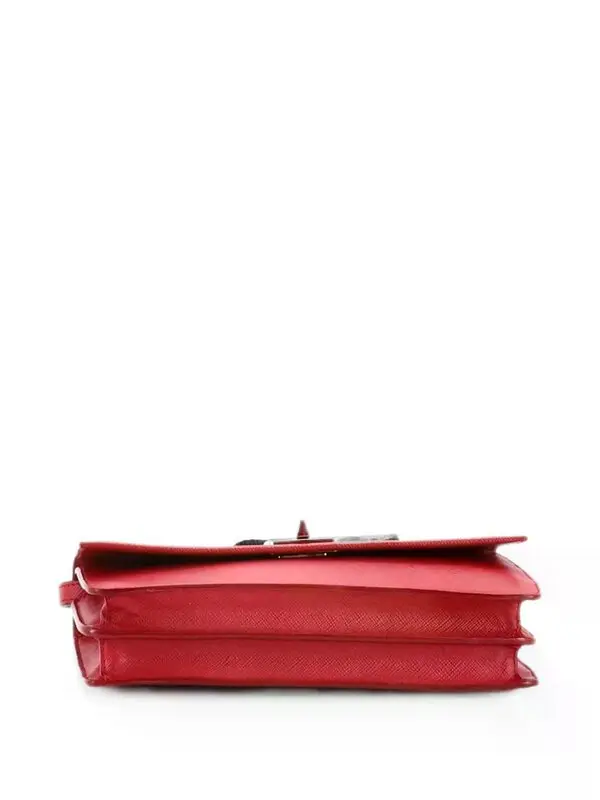 Prada Saffiano Leather Turn Lock Wallet Crossbody Bag