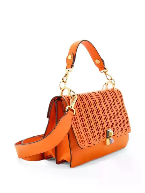 Fendi Kan I Laser Cut Leather Small Shoulder Bag