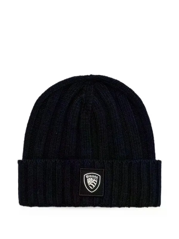 BLAUER. Logo Patch Beanie Hat - Blue