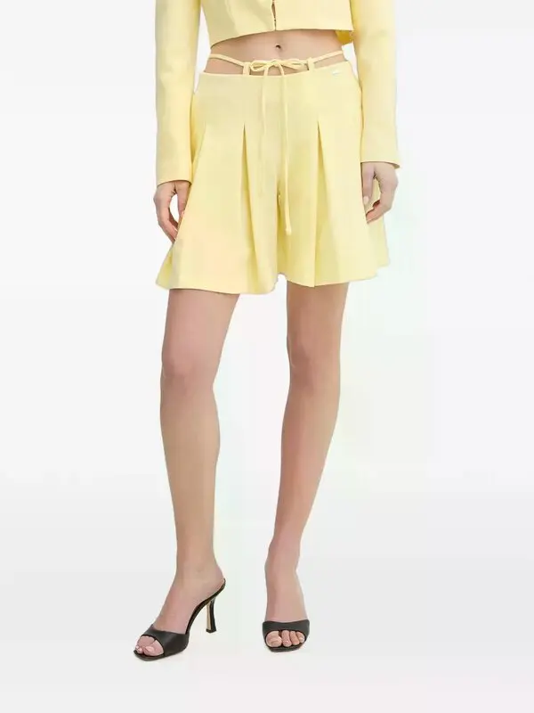 FRACOMINA Pleated Shorts With Front Tie - Yellow